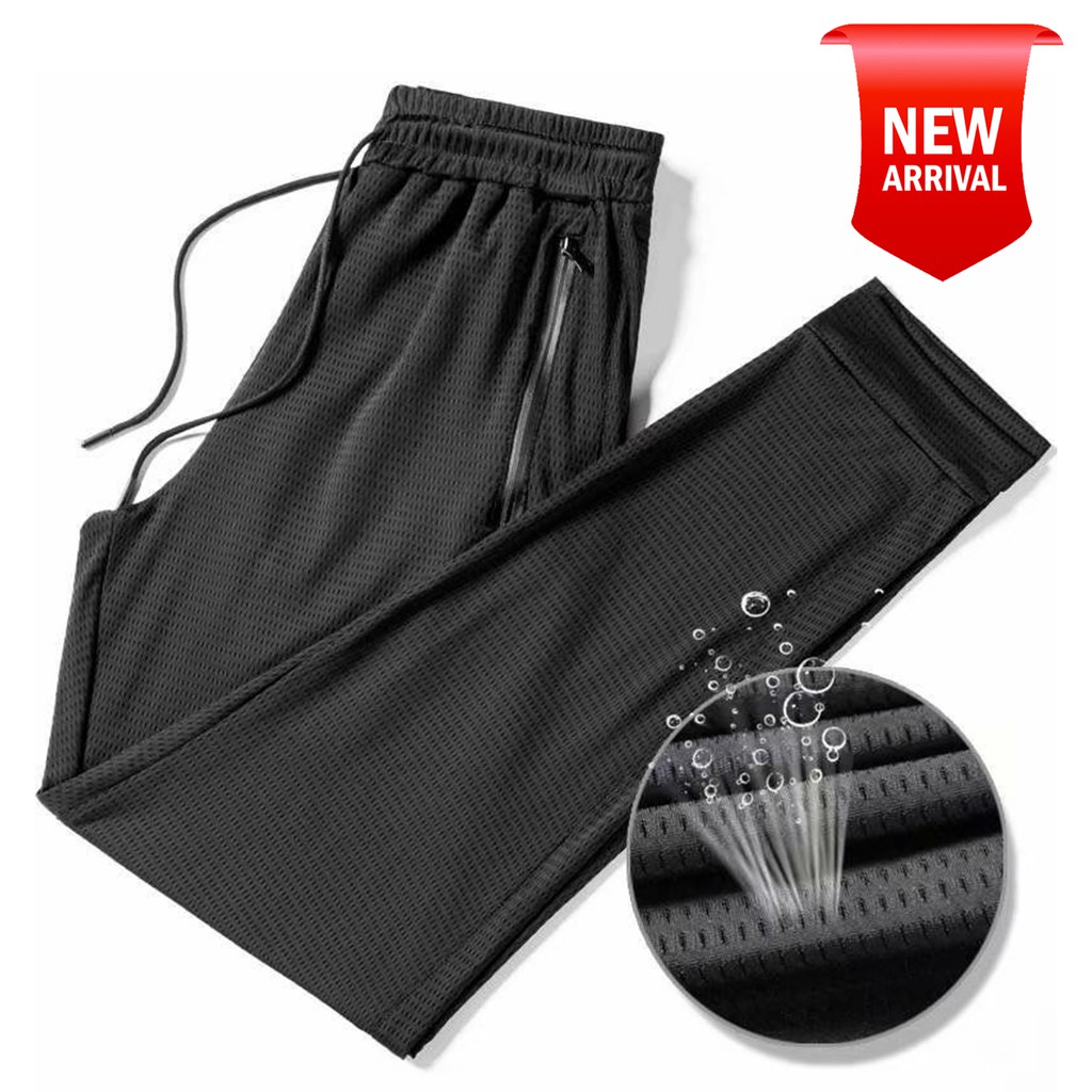 NEW BLACK LONG PANTS ICE SILK BREATHABLE MEN SPORTS PANTS RUNNING PANTS ...