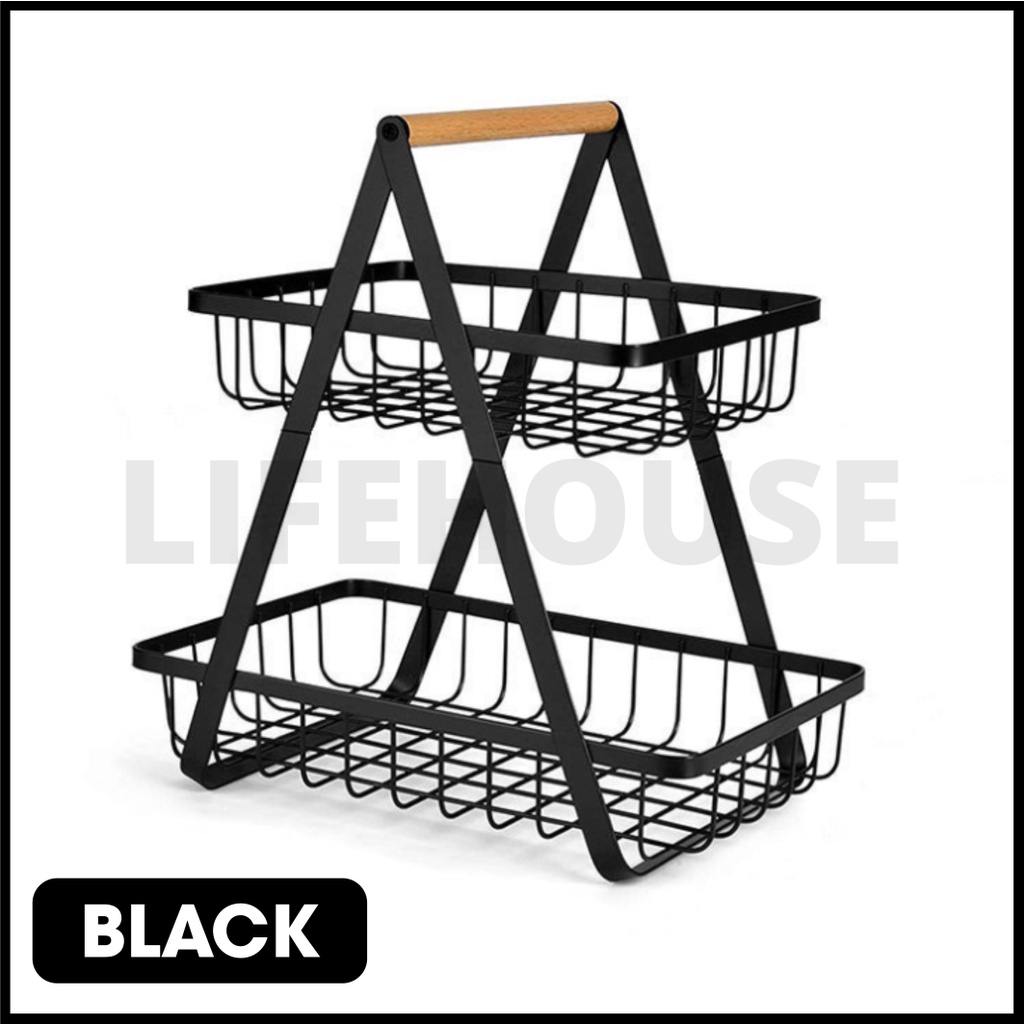 2 Tier Onion Rack Fruit Basket Rak Bawang Bertingkat Vegetable Storage ...