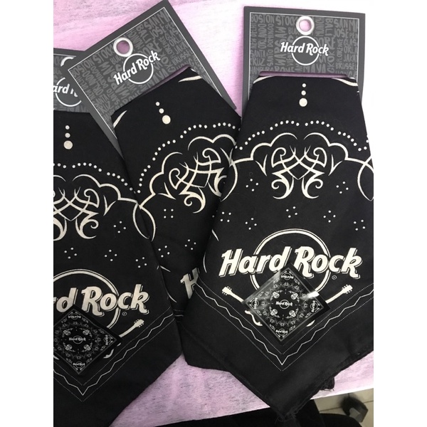 [Original] HRC Hard Rock Cafe | Logo Skull & Guitars Bandana Black ...