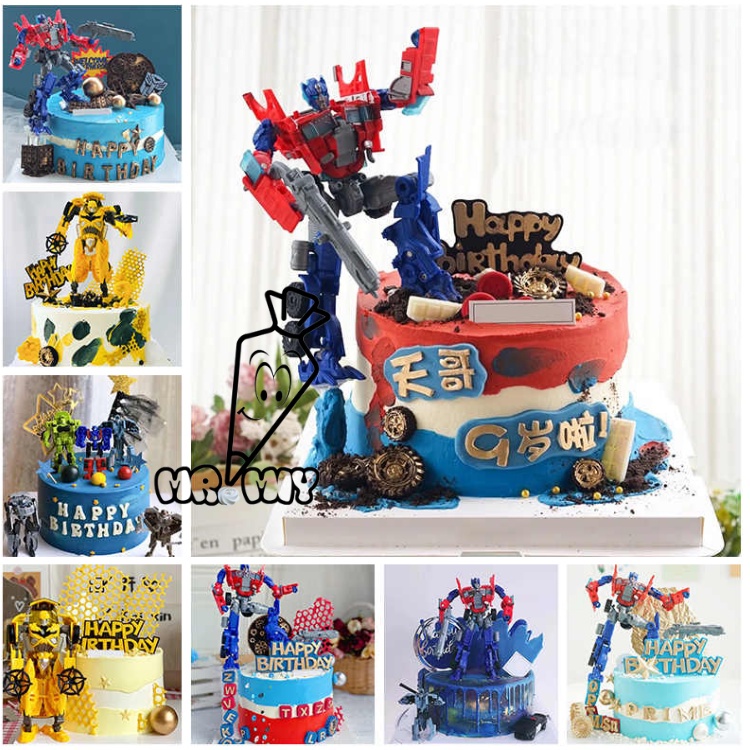 Robot Transformer Bumblebee Car Cake Decoration Cake Topper Hiasan Kek ...