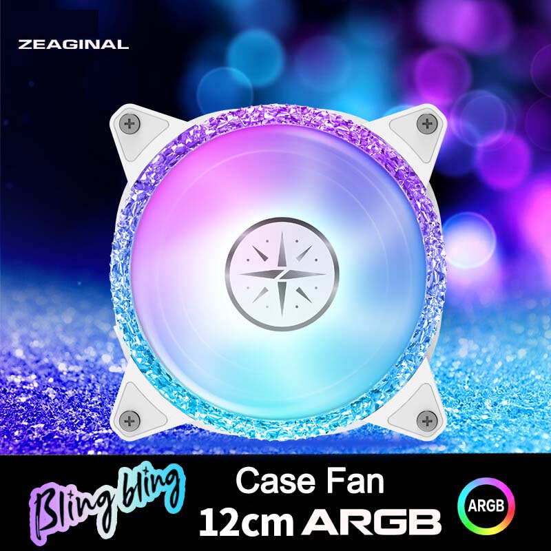 [Ready Stock]ZEAGINAL BlingBling 120mm Case CPU Fan ARGB White ...