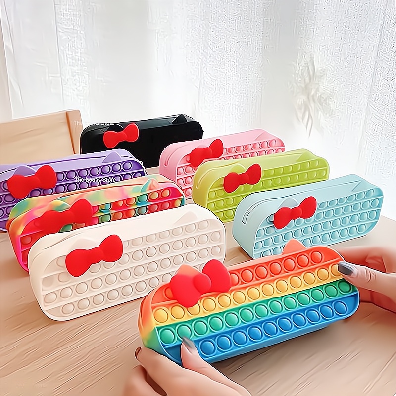 Popits Pencil Case Simples Sensory Silicone Bubble Stationery Storage ...