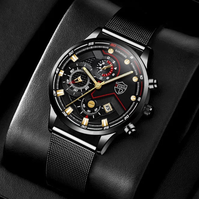 DEYROS Men's Stainless Steel Business Quartz Watches with Date Calendar ...