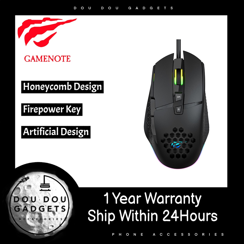 GAMENOTE MS1022 3200DPI RGB Backlit Programmable Gaming Mouse Honeycomb Design 电脑游戏滑鼠 | Shopee ...