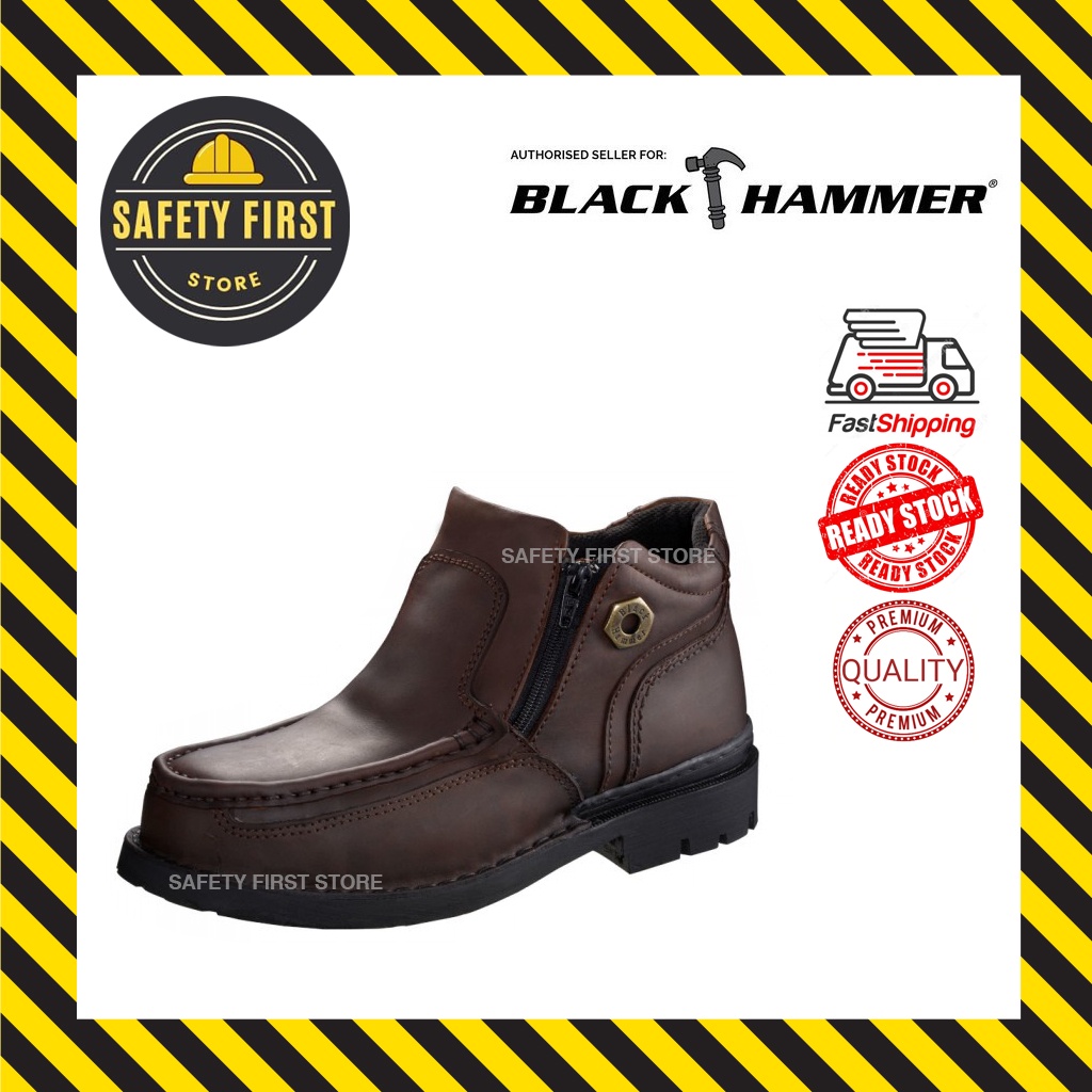 BLACK HAMMER BH 4672 Men Safety Shoes Mid Cut Mocassins Slip On ...
