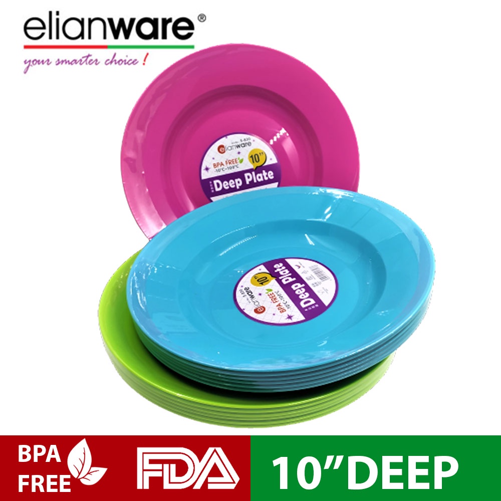 Elianware 10’' Deep Plate (6 Pcs Set) Dining Rice Pinggan Plate ...