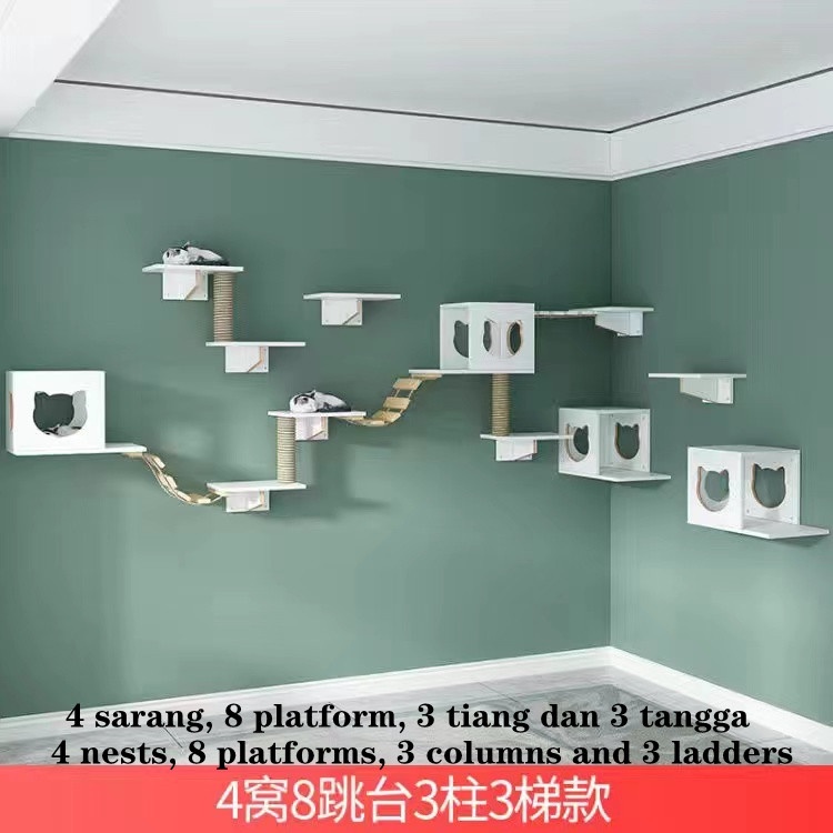 #Ready stock#DIY Solid Wood Cat Wall Mounted Type Cat Tree Cat House ...