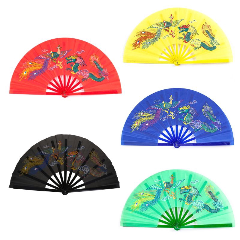 SENG* Chinese Kung Fu Fan Tai Chi Martial Arts Dragon Phoenix Plastic ...