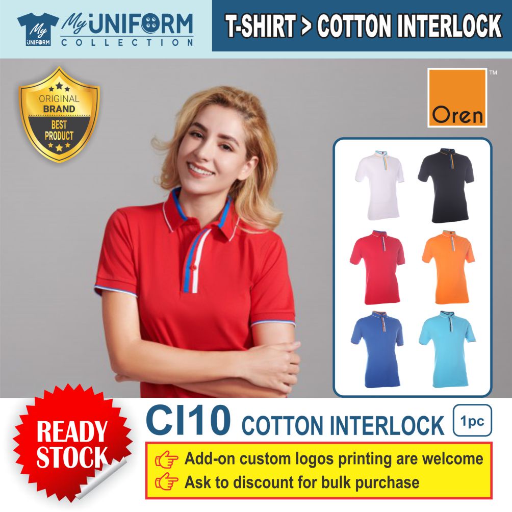 [Original Brand] Oren Sport CI10 Unisex Cotton Interlock Short Sleeve Collar Polo Shirt ...