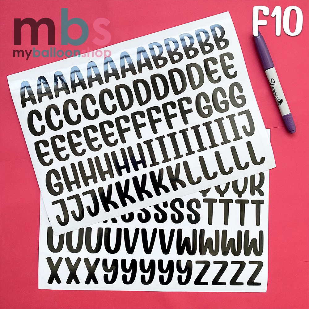 ABC Sticker Capital Letters Bubble Balloons Transparent Sticker ...