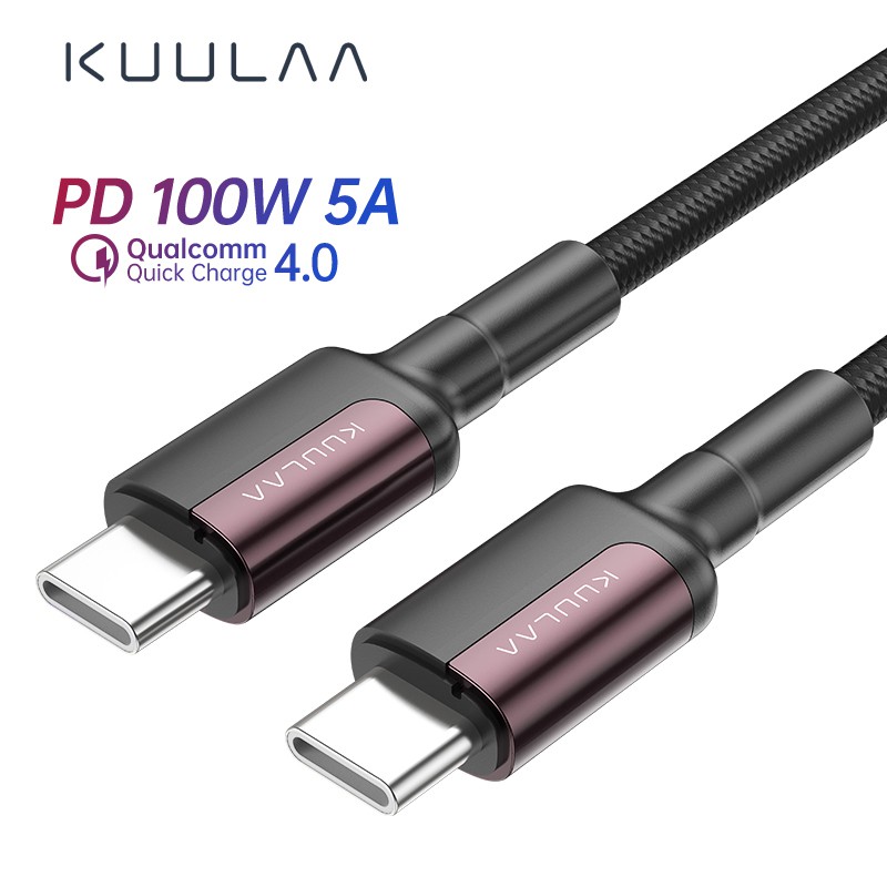 KUULAA 100W PD USB Type C to Type C Cable Super Charger QC 4.0 Quick ...