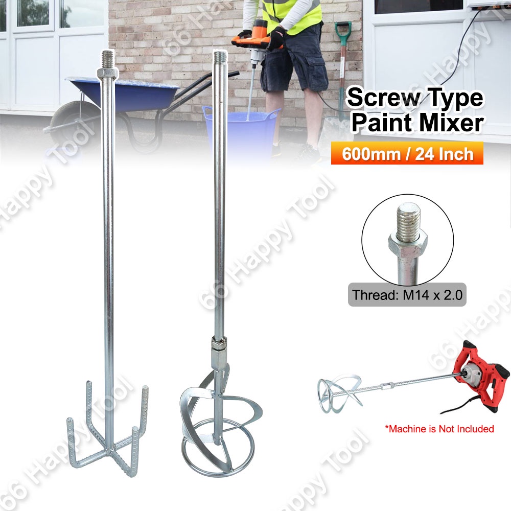 60cm Screw Type Paint Mixer Heavy Duty M14 Thread Steel 24" Cement ...