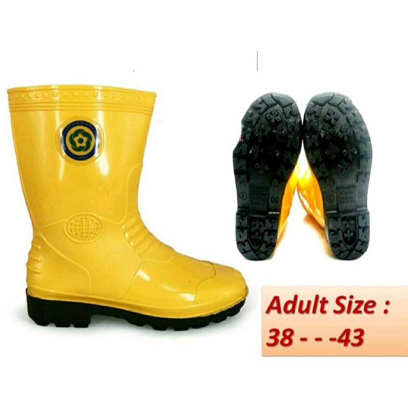 Kasut getah kuning semi-cut#yellow middle cut rubber boot#construction ...