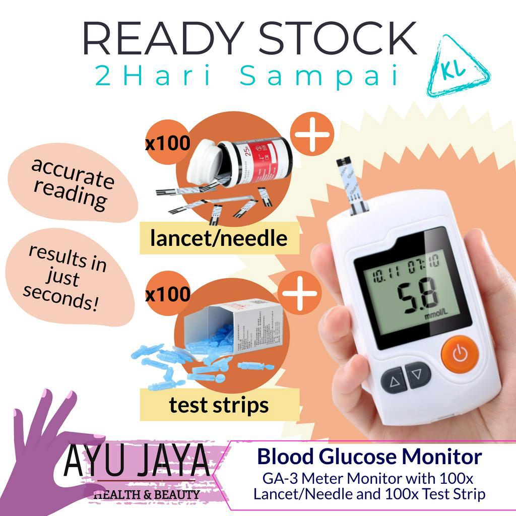 Blood Glucose Monitor Set with 100pcs Lancet/Needle and Test Strip ...