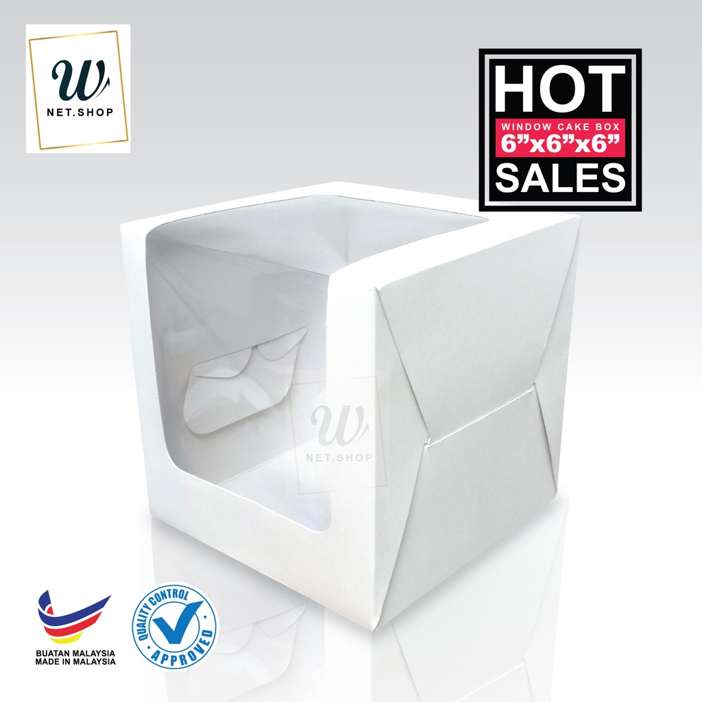 6" White L Shape Window Cake Box Window Tall Cake Box 6"x6"x6" | Shopee ...
