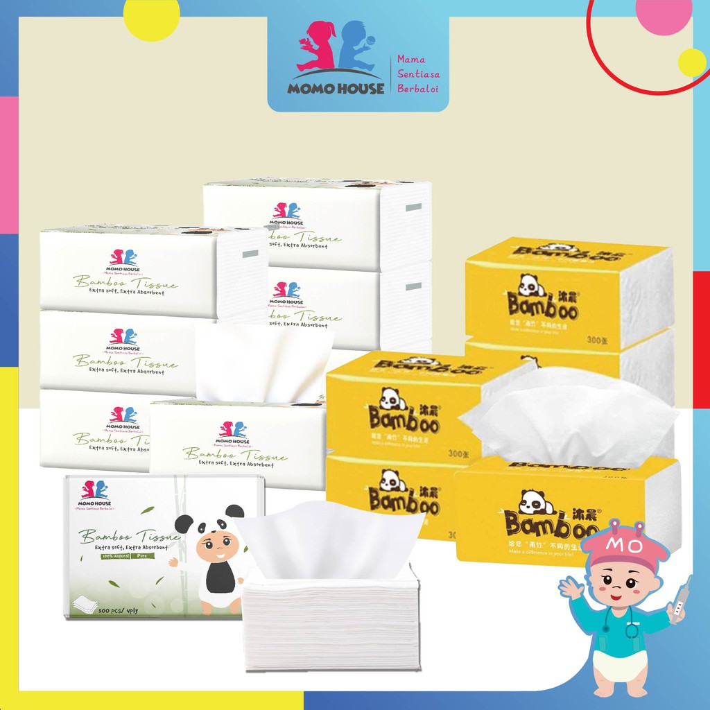 Bamboo Tissue Soft Facial Tisu Paper 75 Pulls x 4 Ply = 300pcs Per Pack ...