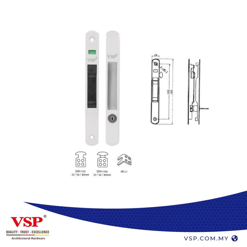 VSP-600VS-HE-6D Sliding Door Lock with Key 32mm | Shopee Malaysia