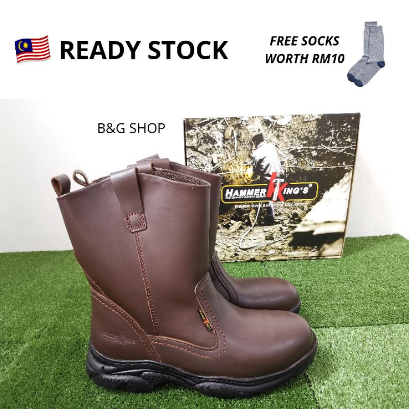 HAMMER KING'S HIGH CUT SAFETY BOOTS 13021 (FREE SOCKS) | Shopee Malaysia
