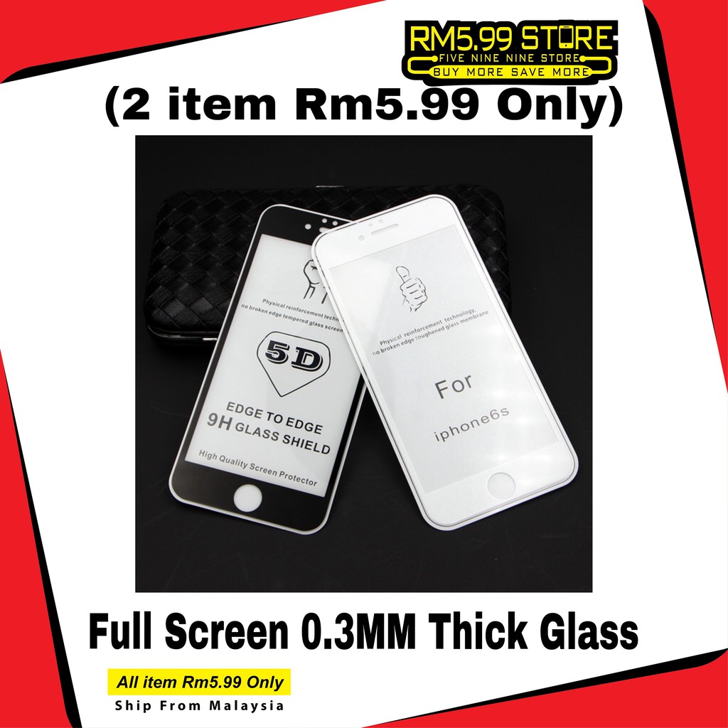 (2 item) IPH Se 2020 2022 6 6s 7 8 Plus 5D Edge Full Screen 0.3MM Thick ...