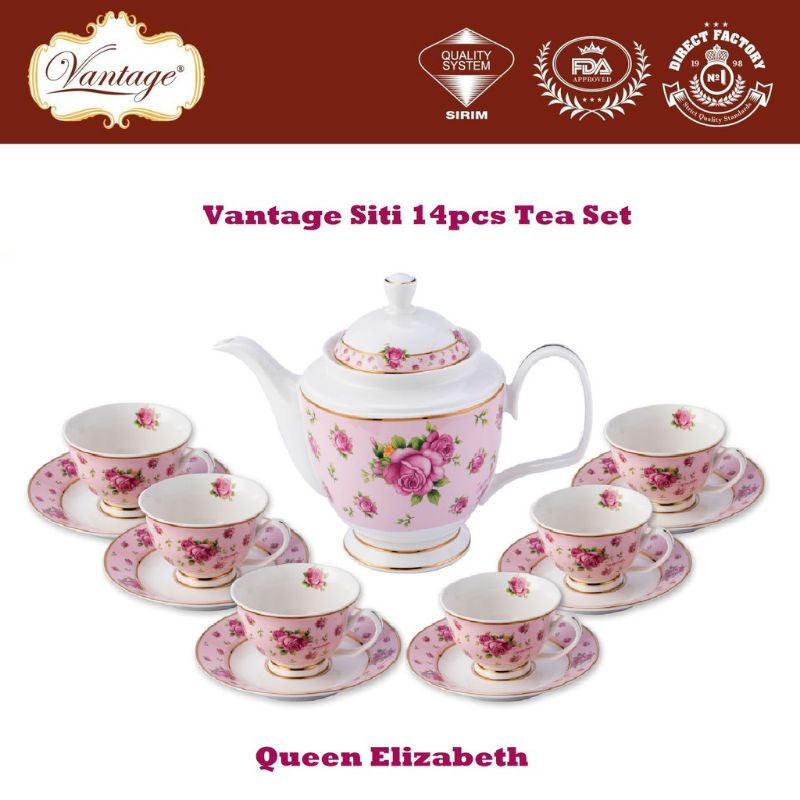 Vantage Siti Pink Queen Elizabeth Tea Set(14pcs) | Shopee Malaysia