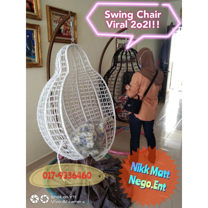 SWING CHAIR VIRAL CANTIK!! SET BUAI ROTAN MODEN!! MATERIAL KUKUH TAHAN ...