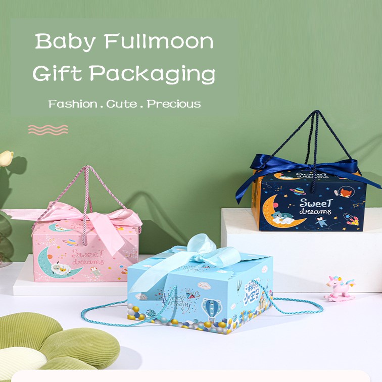 Square Gift Box Packaging for Baby Fullmoon Party | Shopee Malaysia
