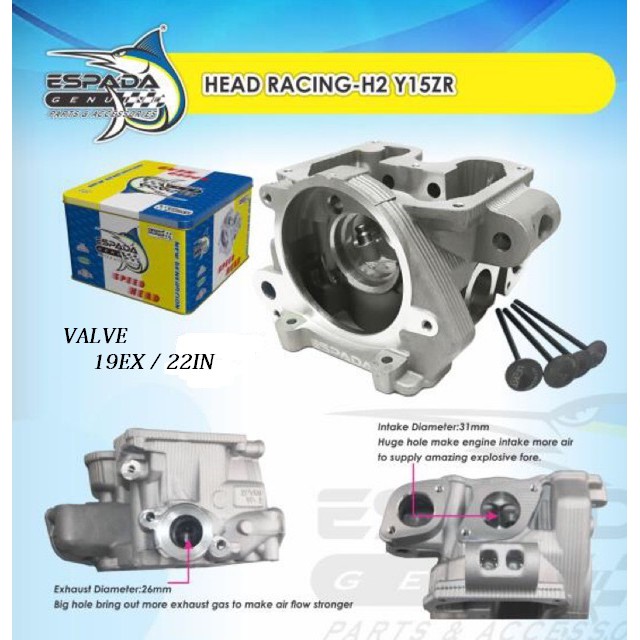 Espada Y15 Y15ZR 19/22 RACING HEAD (WITH 4 PCS VALVE) | Shopee Malaysia