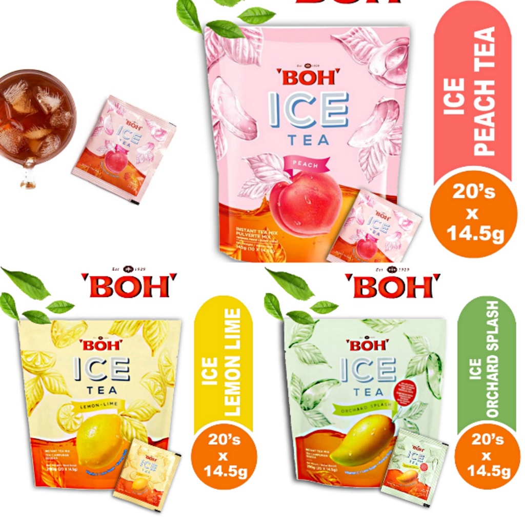 Boh Tea Ice Orchard Splash 🥭/ teh Lemon Lime 🍋 / Peach 🍑 (3 Flavour ...