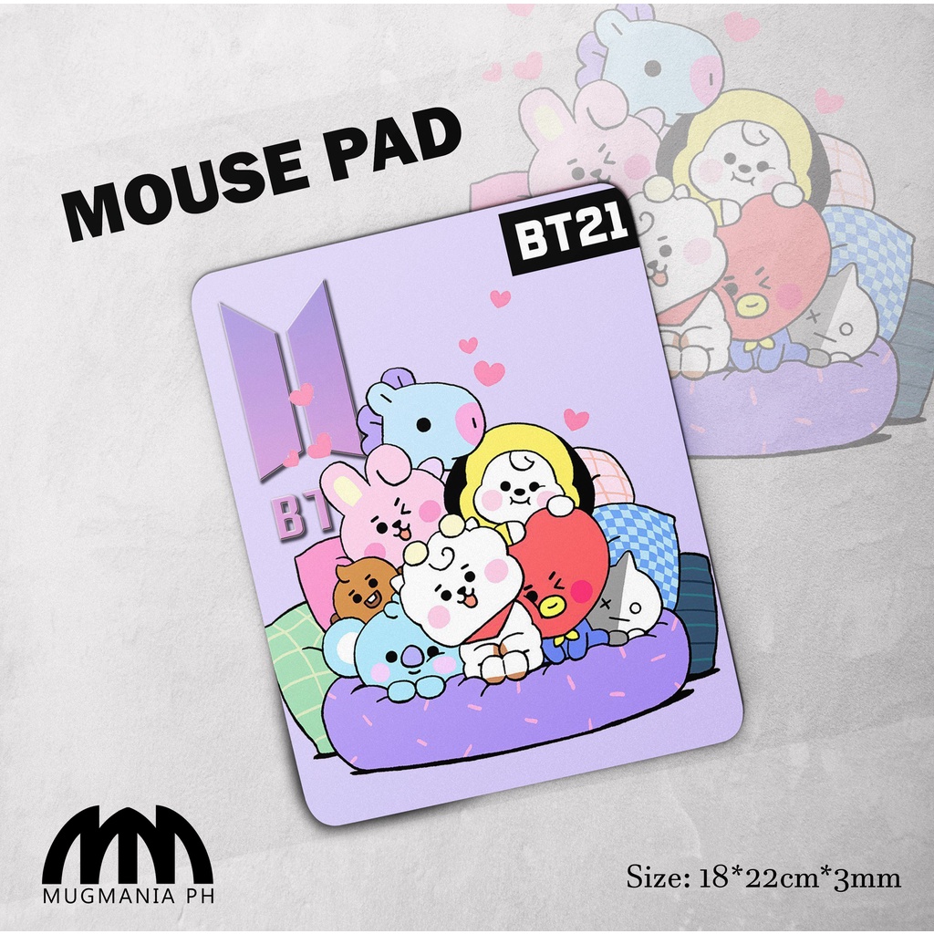 BTS x BT21 Mouse Pad - Mugmania - BTS x BT21 Character - BT21 Mouse Pad V6 - 18*22cm*3mm ...