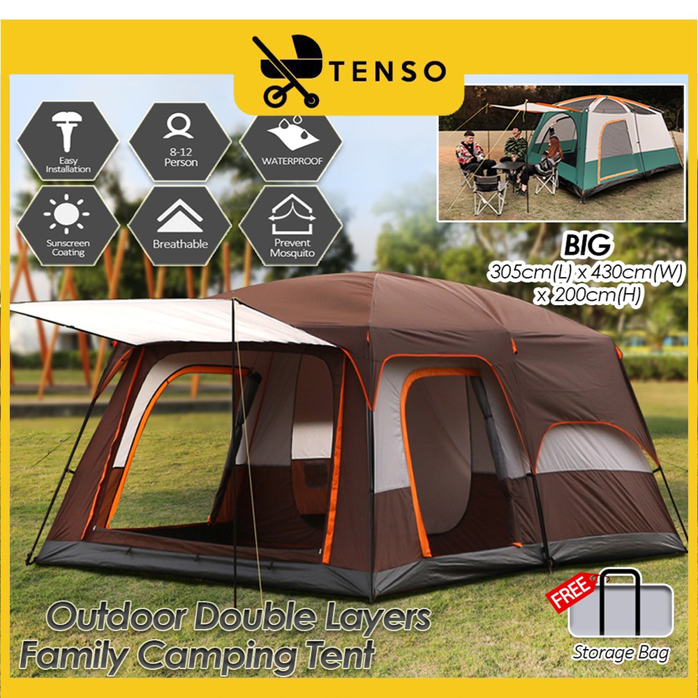 KH003 Khemah Dua Lapisan 8-12 Orang Khemah Perkhemahan Besar Khemah ...