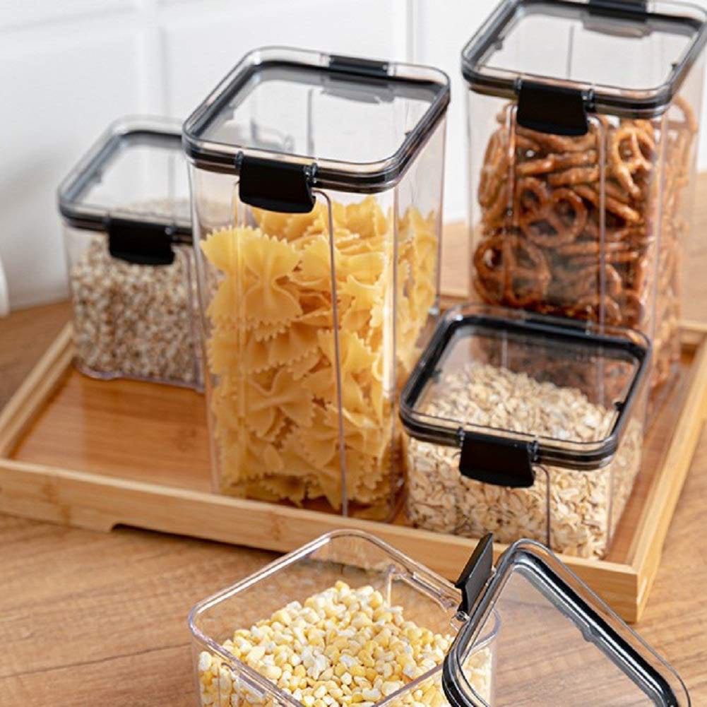 Black Transparent Airtight Food Containers Food Storage Box Cereal ...