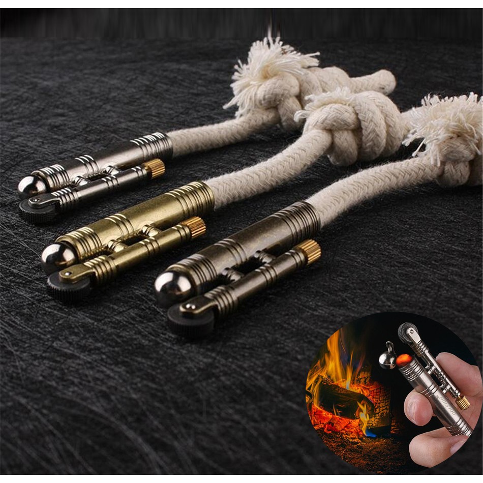 Vintage Retro lighter Rattlesnake Rope Velvet Metal Camping Trench ...