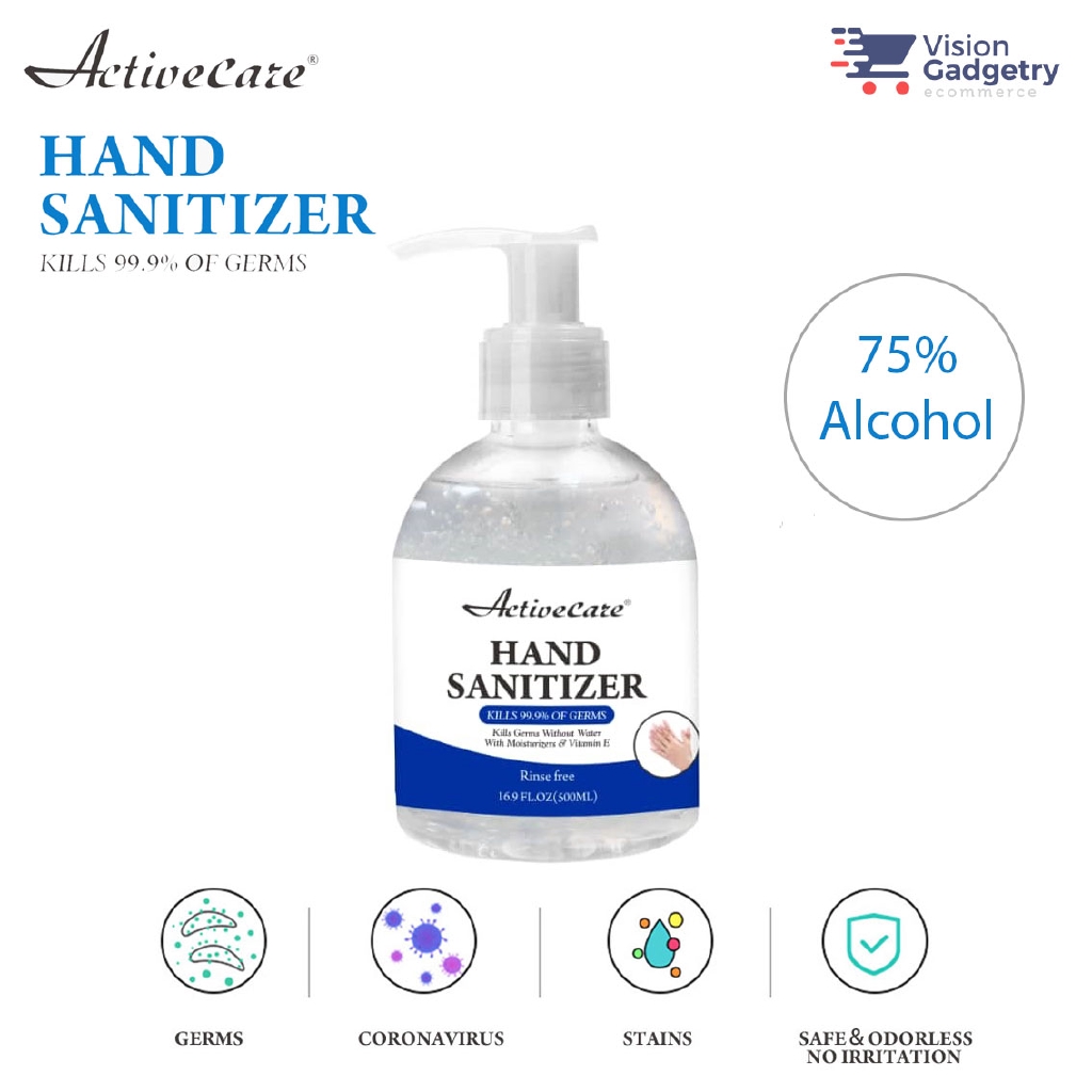 Activecare Hand Sanitizer Gel Rinse Free Moisturizer 75% Alcohol (500ml ...