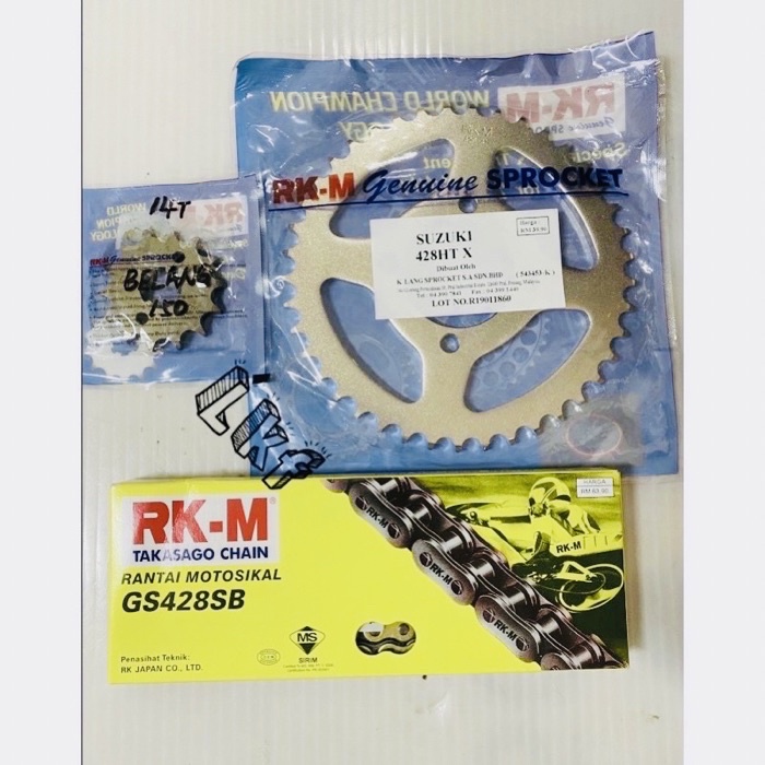 SUZUKI BELANG R 150 428M CHAIN RKM SPROCKET SET/GS428SB GOLD CHAIN RKM ...