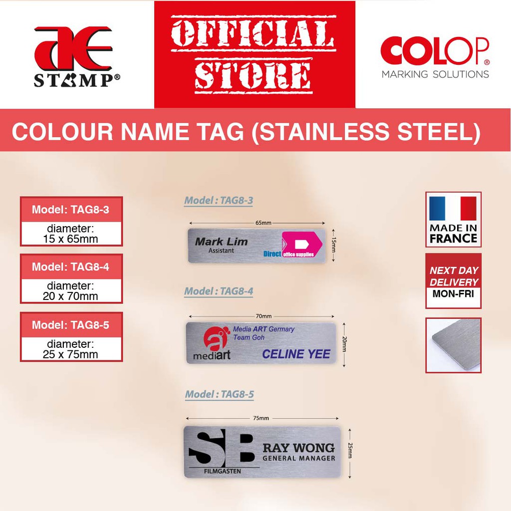 Tag Nama Logam Besi Tahan Karat (Stainless Steel) Epoxy | Tag Nama ...