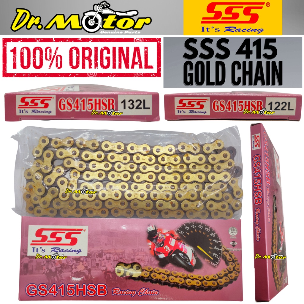 SSS 415 RACING GOLD CHAIN EMAS RANTAI MOTORCYCLE MOTOSIKAL 122 132 RXZ ...