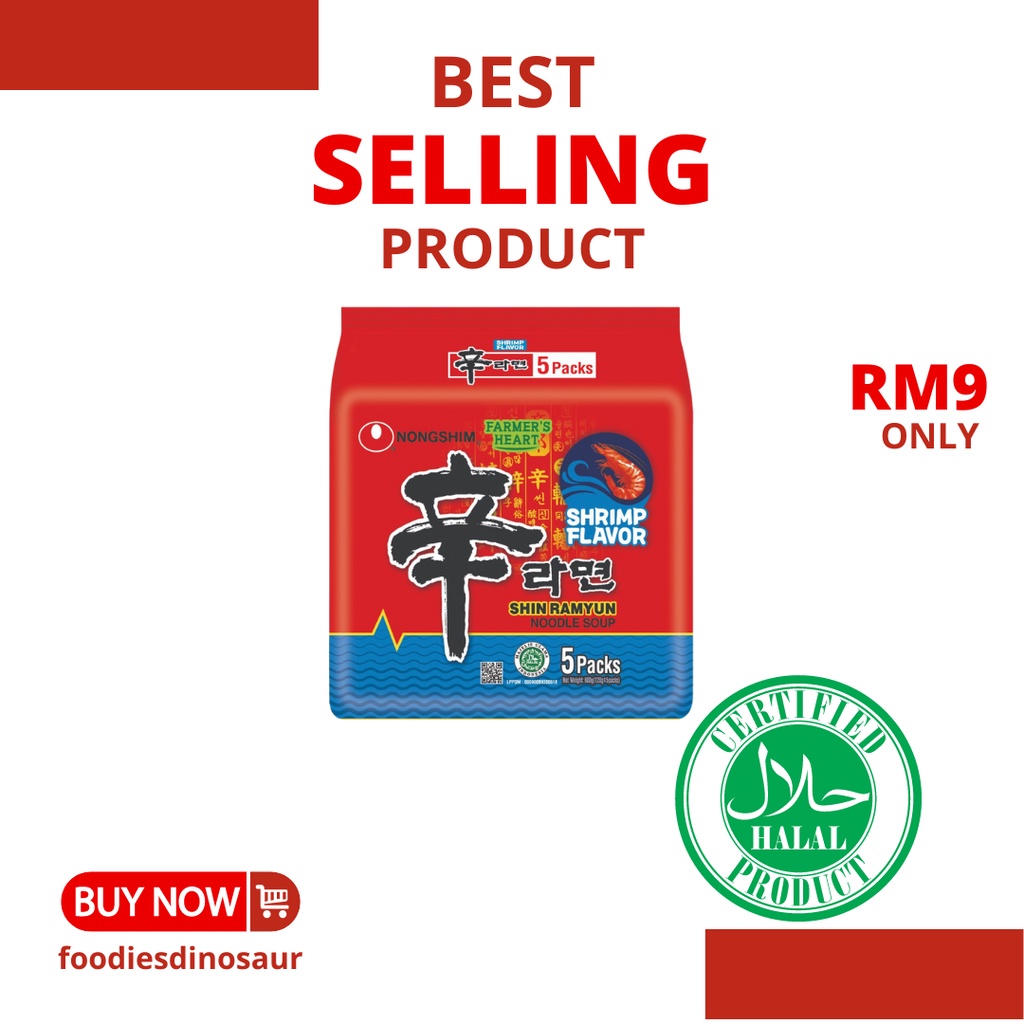 Nongshim Shin Ramyun Ramen Shrimp (120gX5pack) | Shopee Malaysia