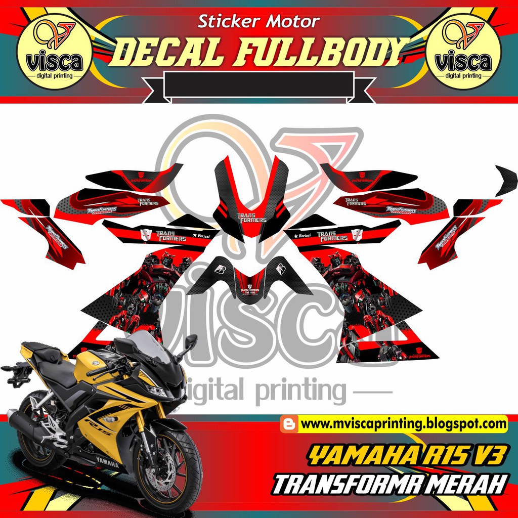 MERAH RED TRANSFORMER R15 V3 Motorcycle Sticker Decal | Shopee Malaysia