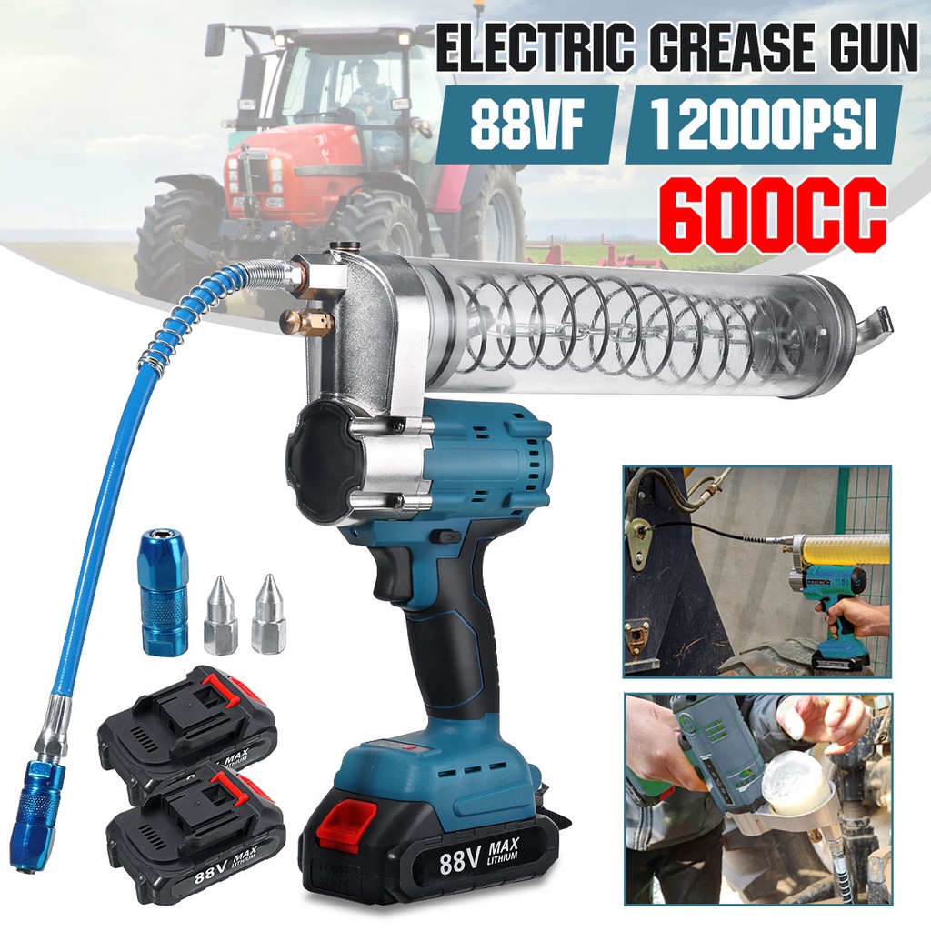 12V 12000PSI Electric Grease Guns 600CC Rechargeable High Pressure ...