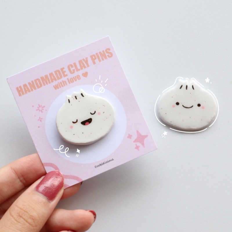 Dumpling clay pin 🥟 | Homemade clay pin | Shopee Malaysia
