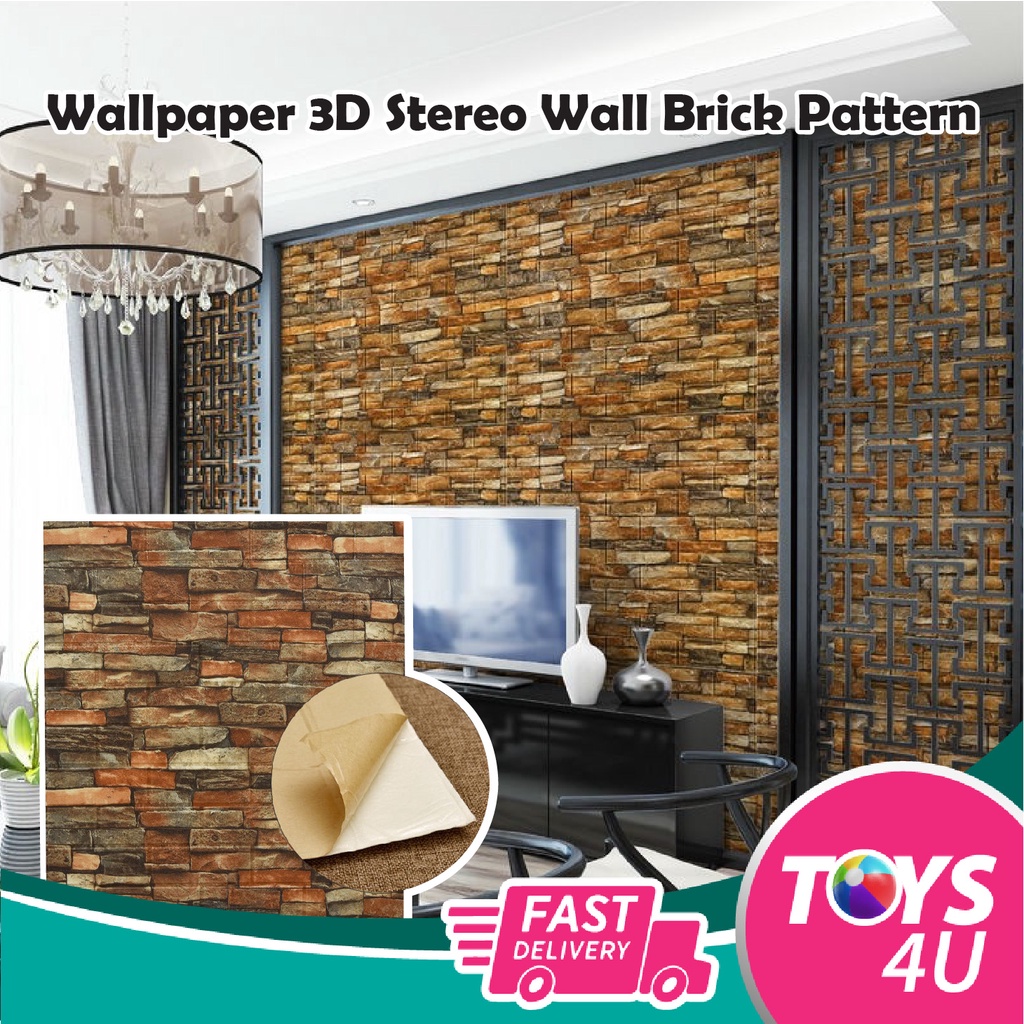 5mm 3D Stereo Wallpaper Brick Foam 70x77cm Self Adhesive | Shopee Malaysia
