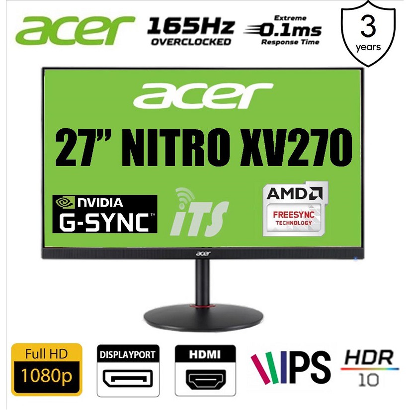Acer 27" NITRO XV270P 0.1ms 165Hz / XV270 M3 2ms 165Hz IPS FHD HDR10 ...