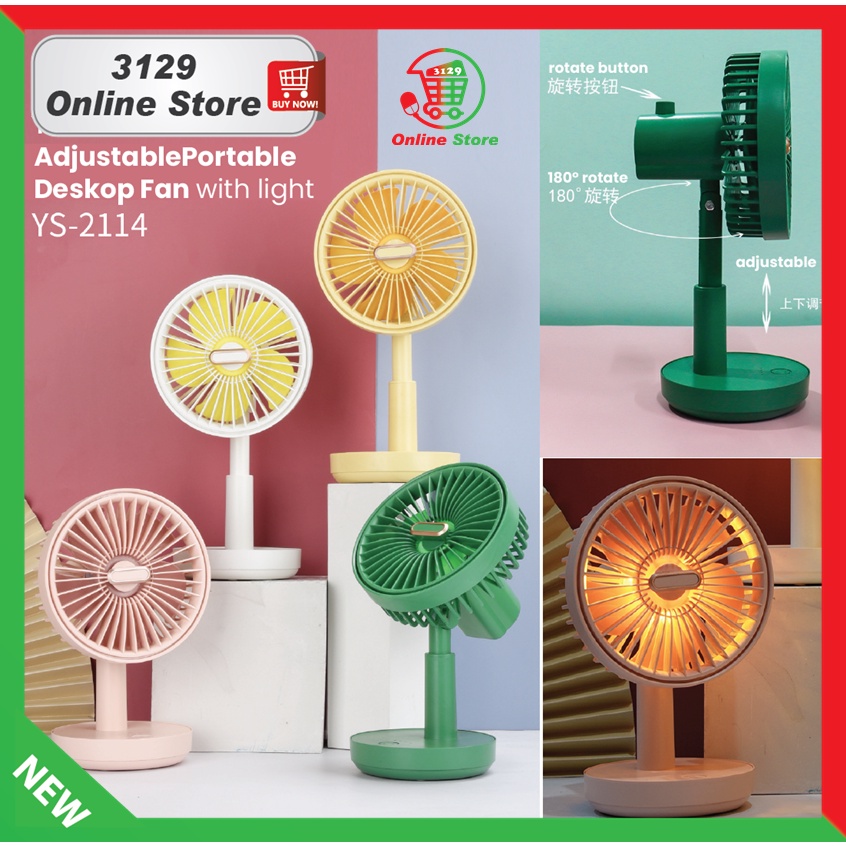 Fan Portable Rechargeable Mini Desk Lamp Fan / 360 Adjust / 3 Speed ...
