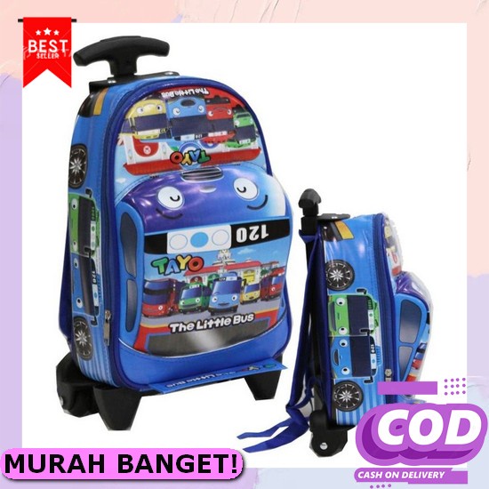 Smart Trolley Kindergarten School Push Bag for Girls with Embossed ...