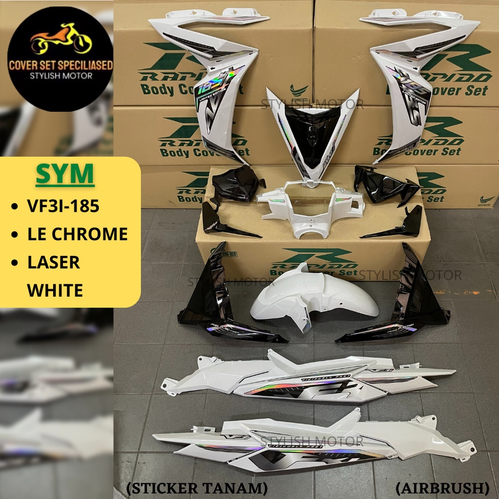(STICKER TANAM/AIRBRUSH) RAPIDO COVER SET GREECE SYM VF3 ABS LE V1 V2 V3 VF3I-185 LE CHROME ...