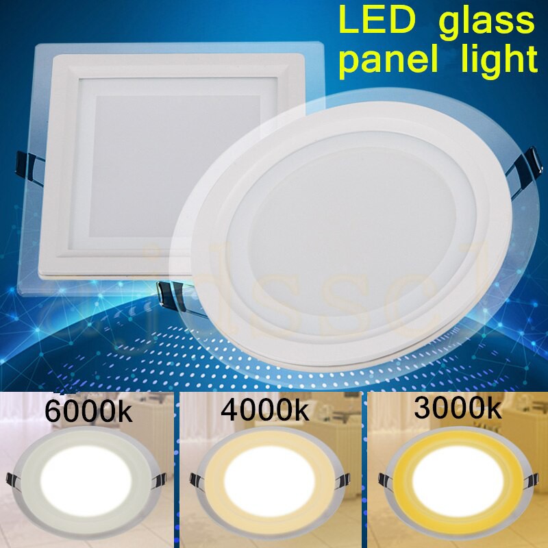 LED Glass Frame Recessed Downlight, LED panel Light Round/Square Panel ...