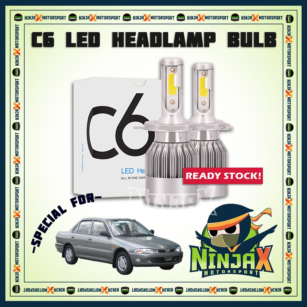 Ready Stock 2PCS C6 H4 LED Headlamp Bulb For Proton Wira Aeroback ...