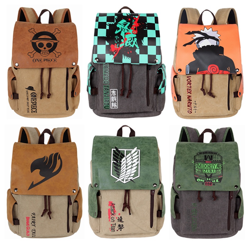 Anime Backpack Demon Slayer Attack On Titan One Piece Naruto Backpack ...