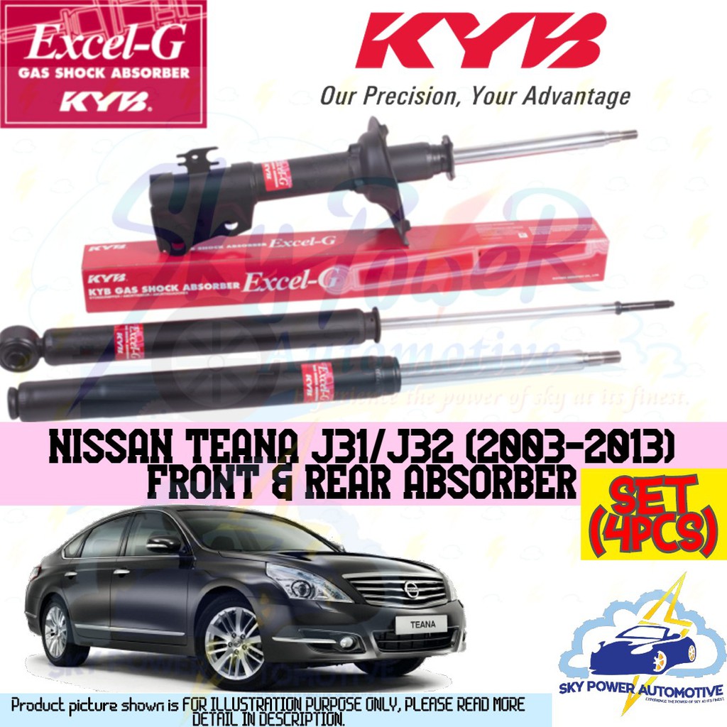 NISSAN TEANA J32 (2008-2013) KAYABA (KYB) EXCEL-G GAS SHOCK ABSORBER (FRONT 2PCS + REAR 2PCS ...