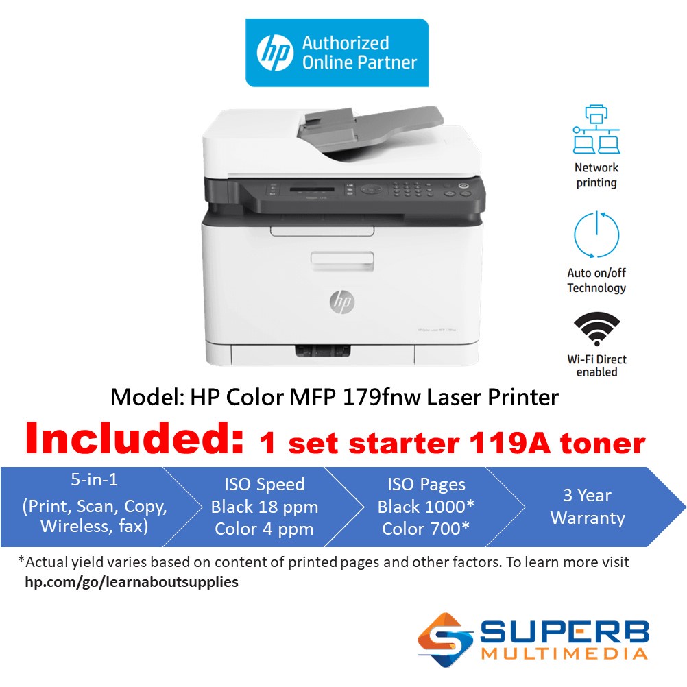 HP Color Laser MFP 179fnw All-In-One Laser Printer | Shopee Malaysia